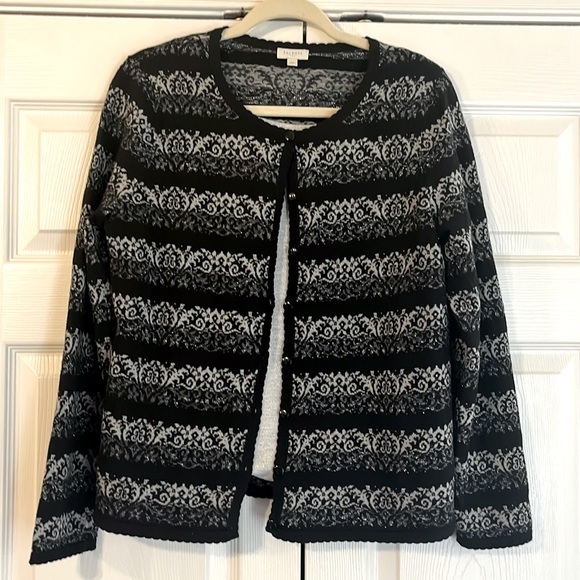 Talbots | Sweaters | Talbots Black And Silver Sparkled Sweater And ...